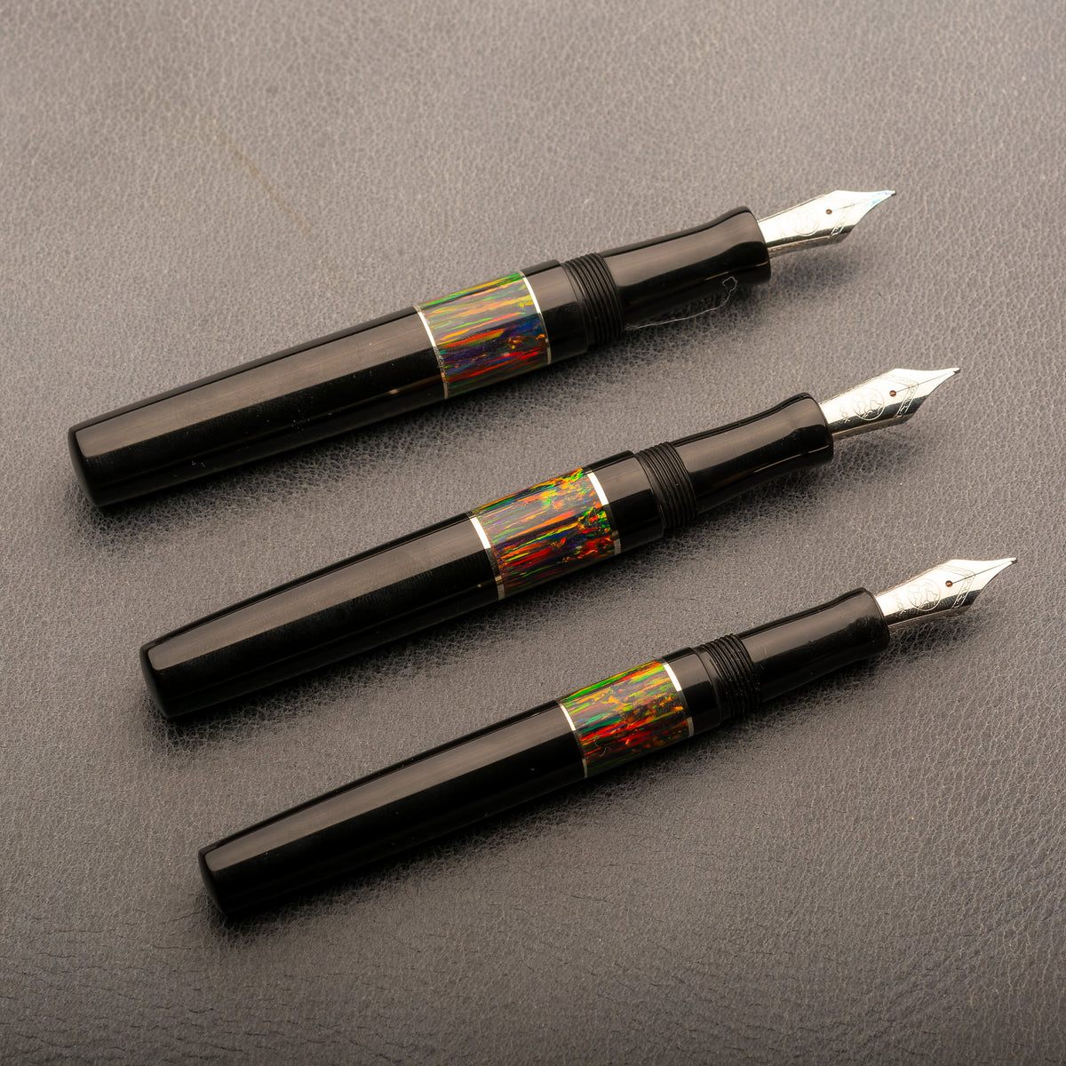 Fountain Pen - Bock #6 - 13 mm - Lab grown opal and Black Ebonite ...